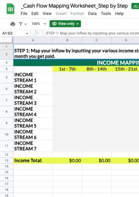 Cash Flow Mapping Worksheet – CARICHAM – Centre of Excellence